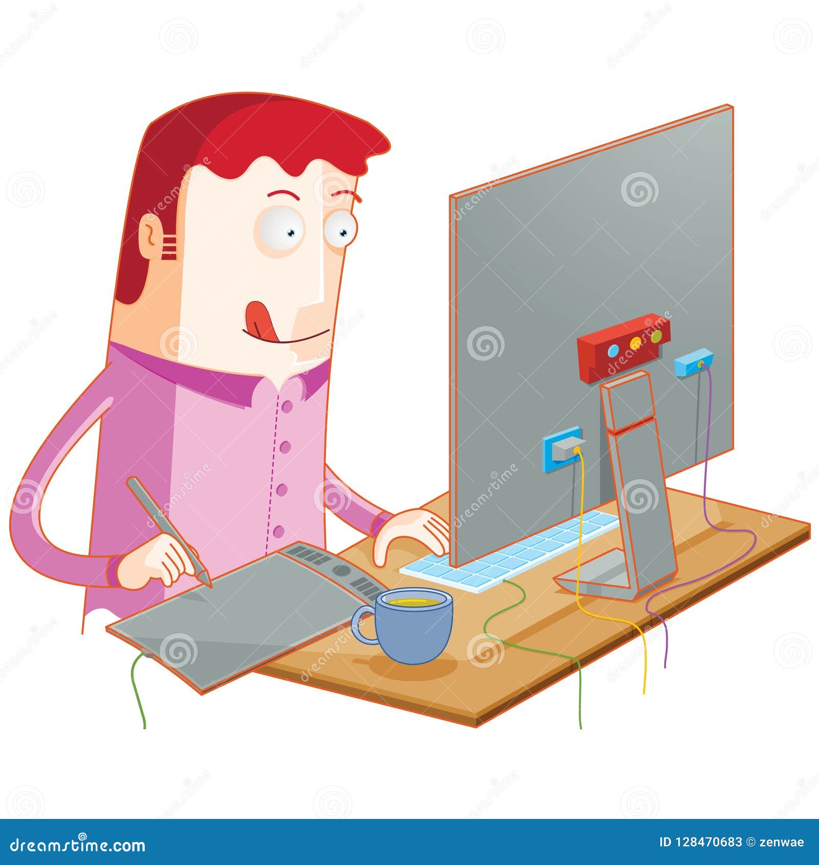 Ilustrador De Digitaces En La Acción Ilustración del Vector ...