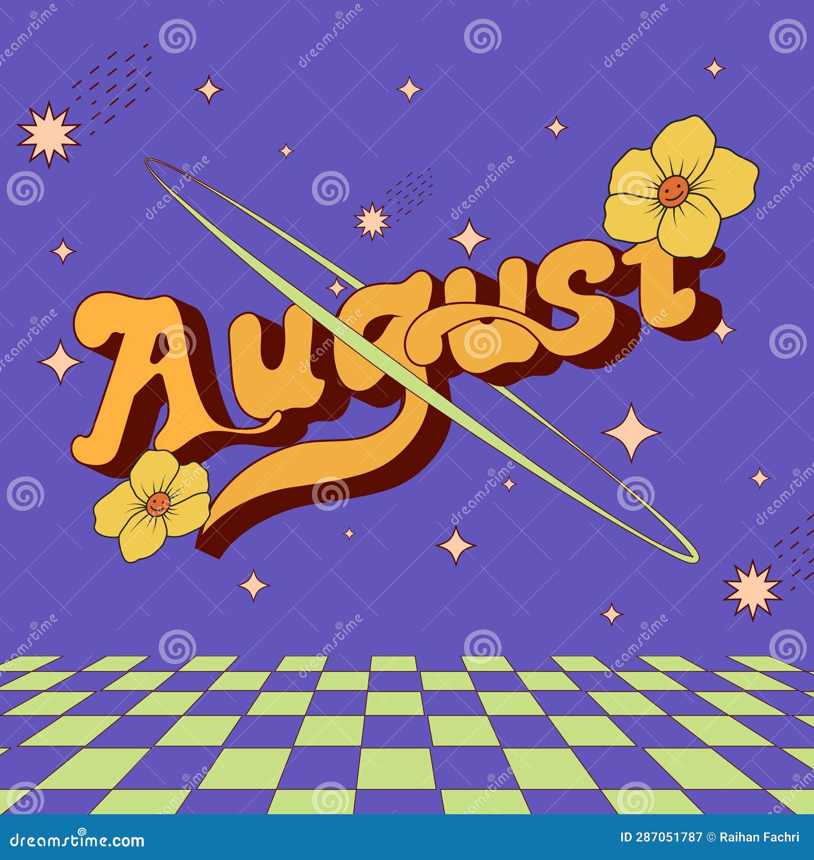 Retro Style August Text Illustration Stock Vector - Illustration of ...