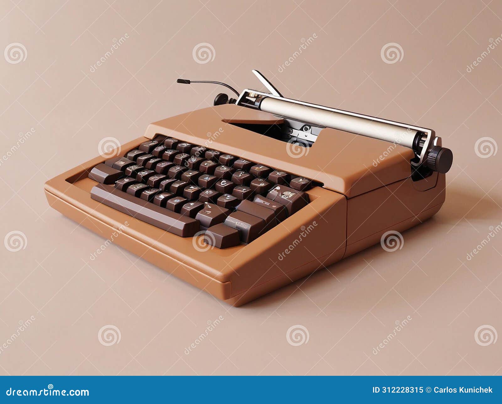 Ilustration of a Brown Retro Electronic Typewriter Device - Generated ...