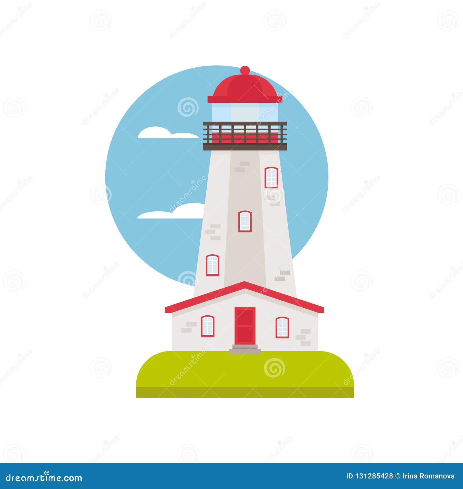 Ilustration Colorido Plano Del Vector Del Faro Ilustración del Vector ...