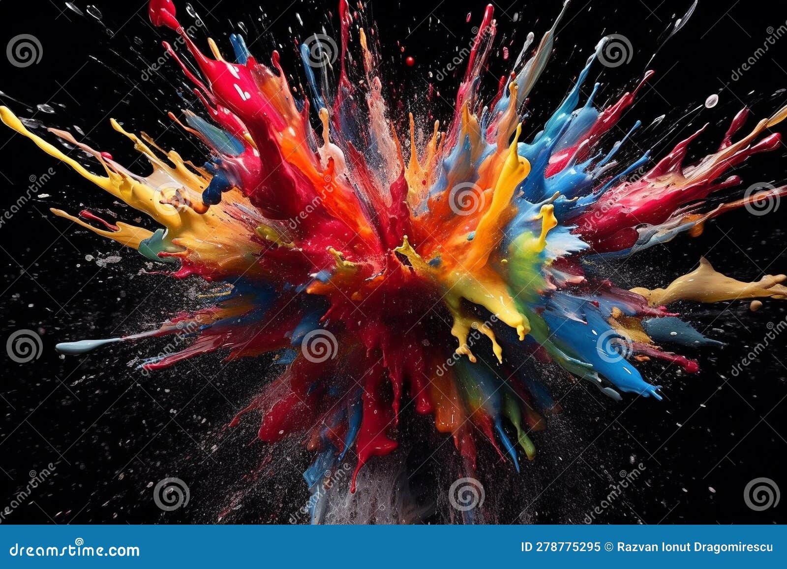 Ilustration of a Dynamic and Explosive Splash of Vibrant Paint. Ai ...