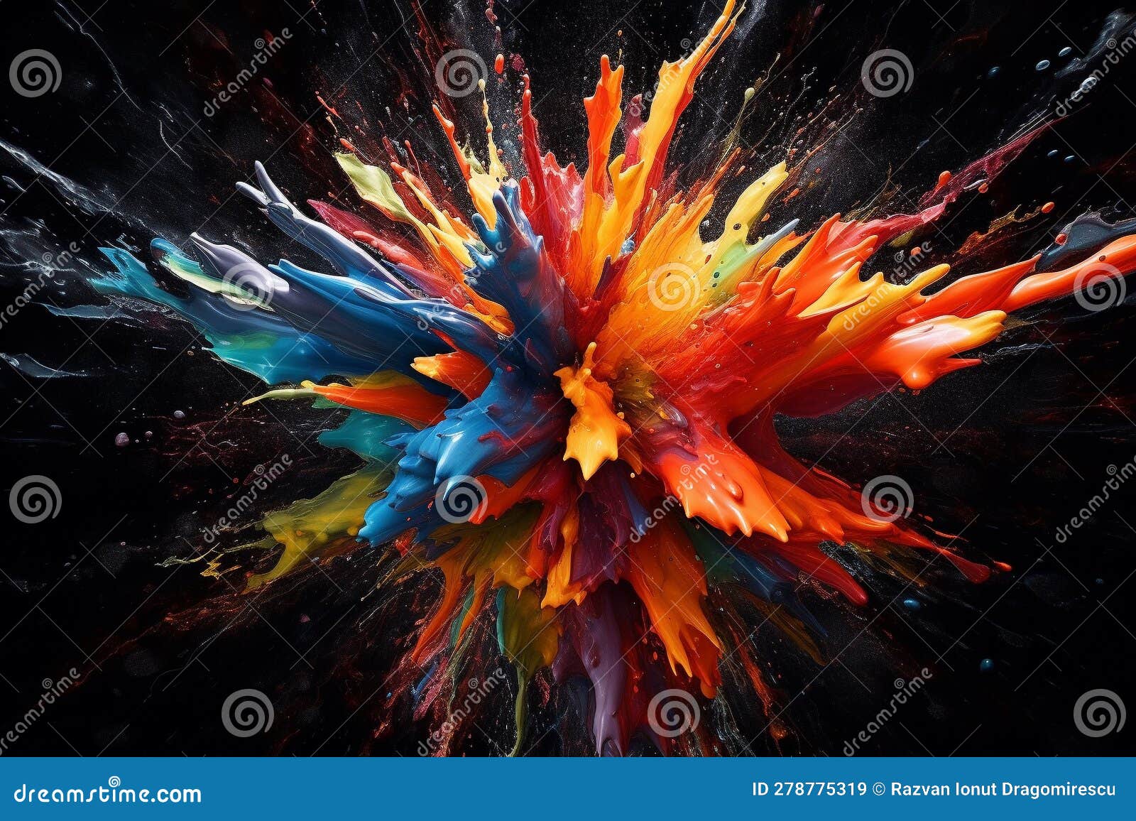 Ilustration of a Dynamic and Explosive Splash of Vibrant Paint. Ai ...