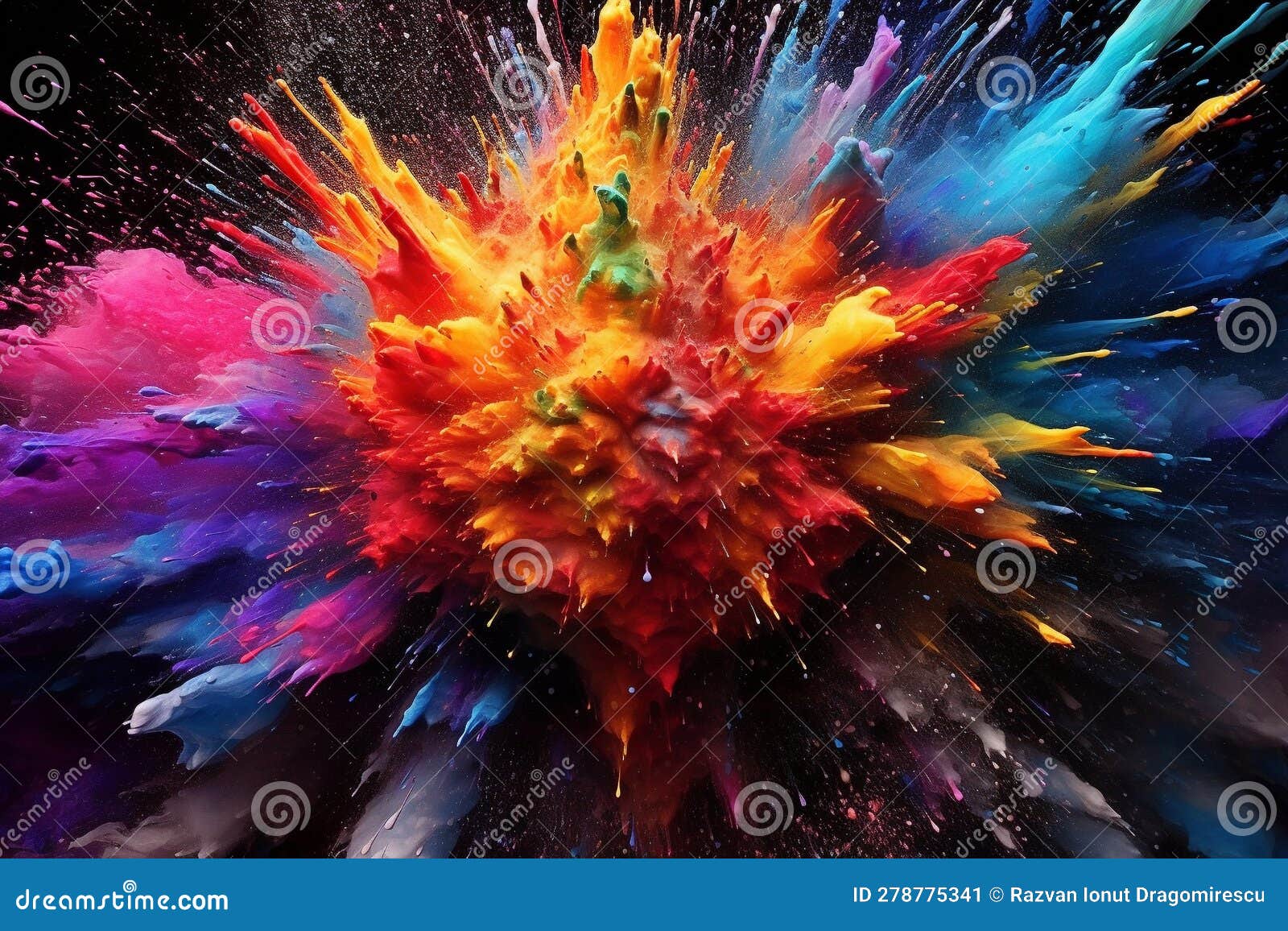 Ilustration of a Dynamic and Explosive Splash of Vibrant Paint. Ai ...