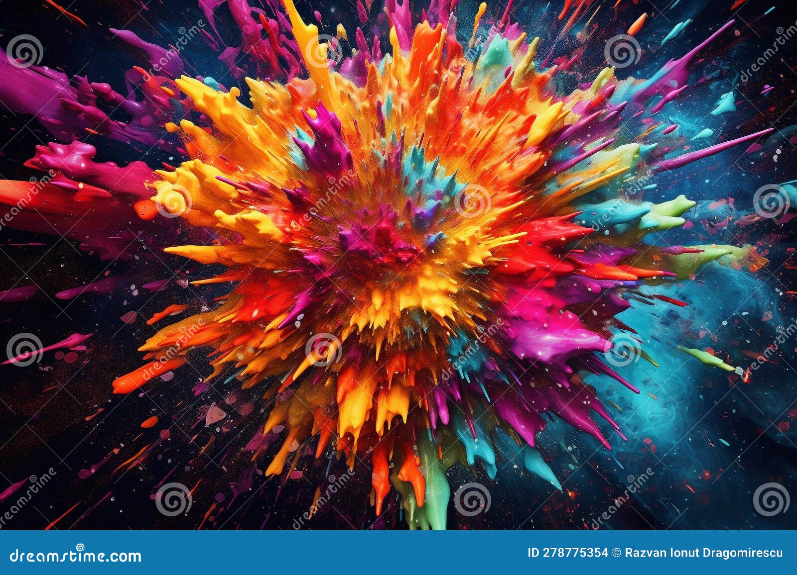 Ilustration of a Dynamic and Explosive Splash of Vibrant Paint. Ai ...