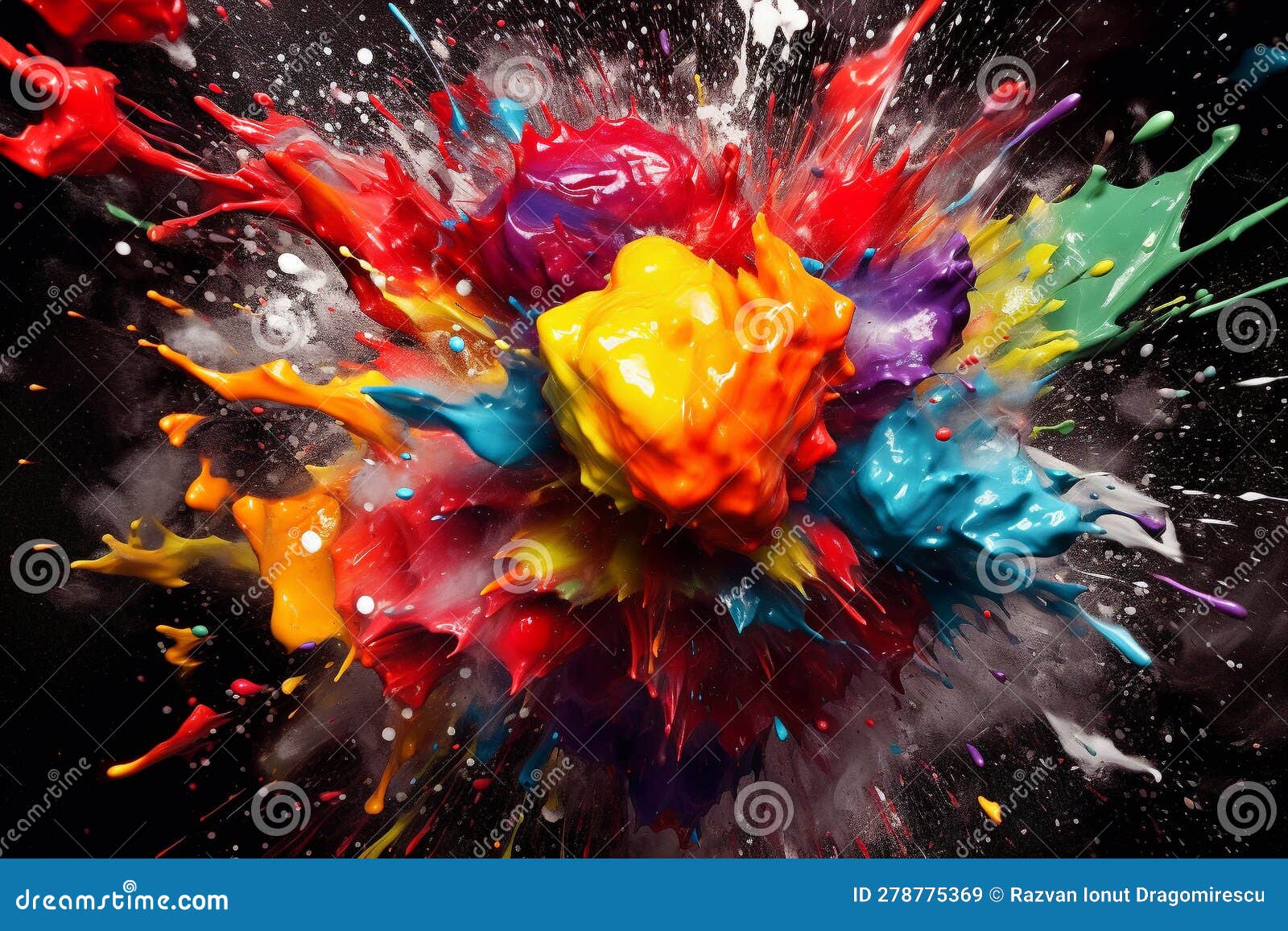 Ilustration of a Dynamic and Explosive Splash of Vibrant Paint. Ai ...