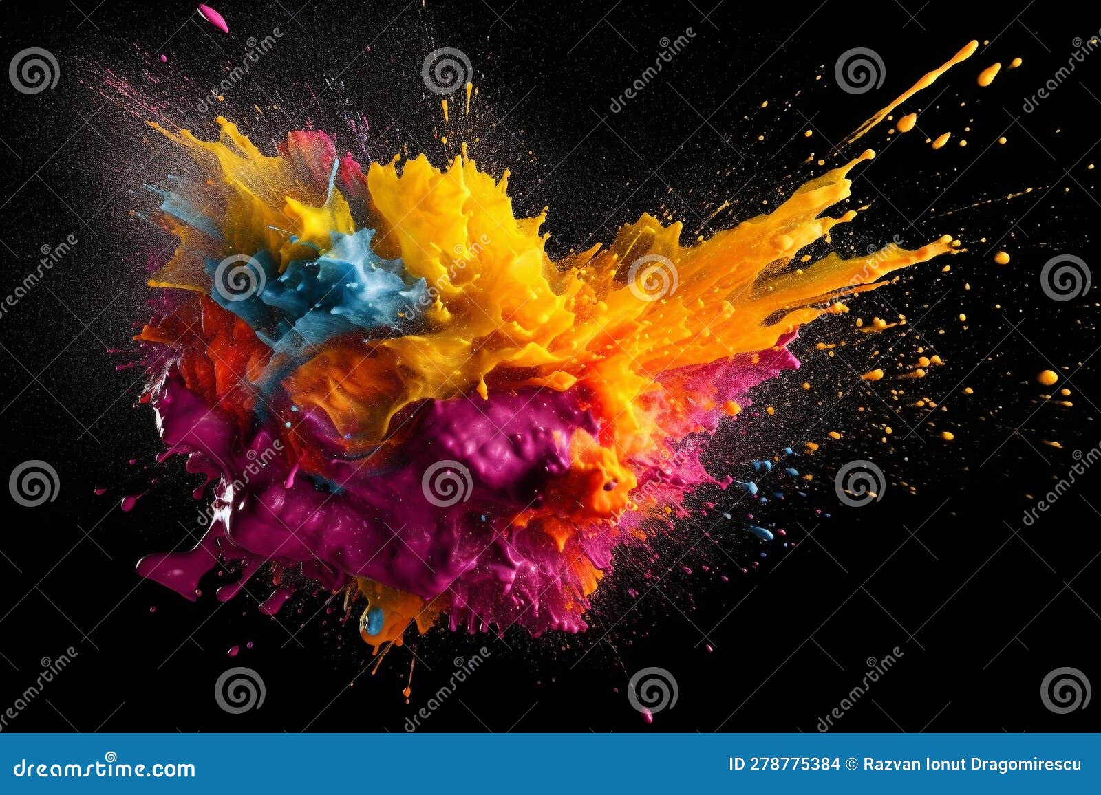 Ilustration of a Dynamic and Explosive Splash of Vibrant Paint. Ai ...