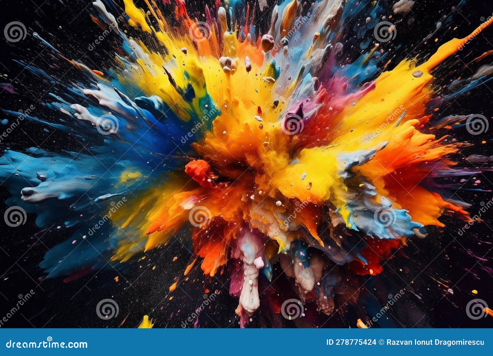 Ilustration of a Dynamic and Explosive Splash of Vibrant Paint. Ai ...