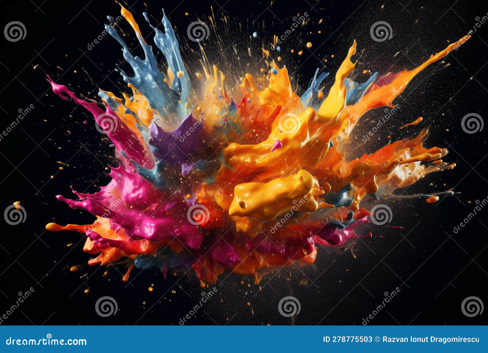 Ilustration of a Dynamic and Explosive Splash of Vibrant Paint. Ai ...