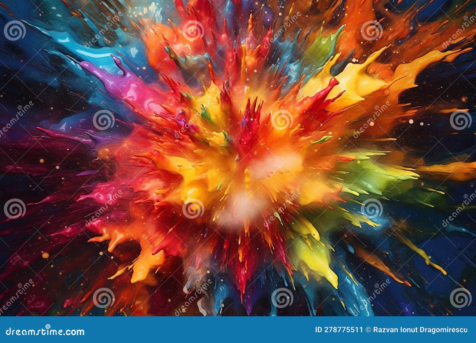 Ilustration of a Dynamic and Explosive Splash of Vibrant Paint. Ai ...