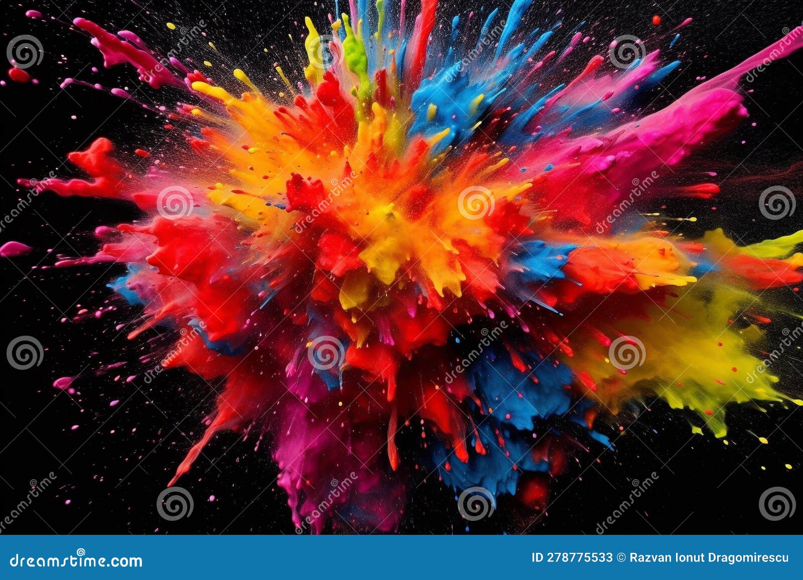 Ilustration of a Dynamic and Explosive Splash of Vibrant Paint. Ai ...