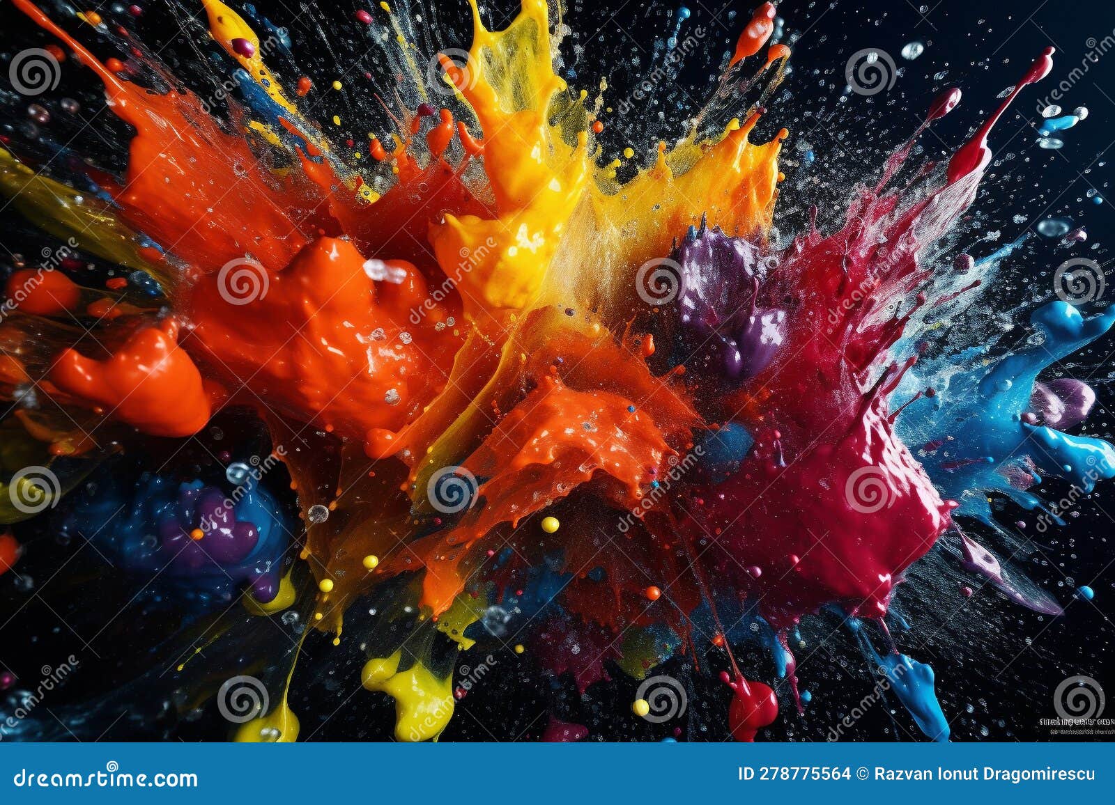 Ilustration of a Dynamic and Explosive Splash of Vibrant Paint. Ai ...