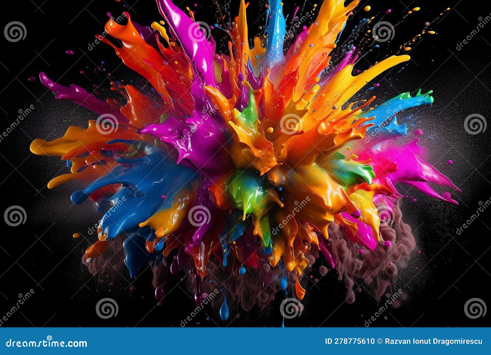 Ilustration of a Dynamic and Explosive Splash of Vibrant Paint. Ai ...
