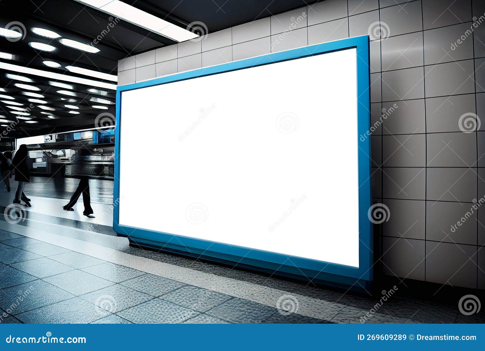 Ilustration, Empty Advertisement Light Box on the Underground Subway ...