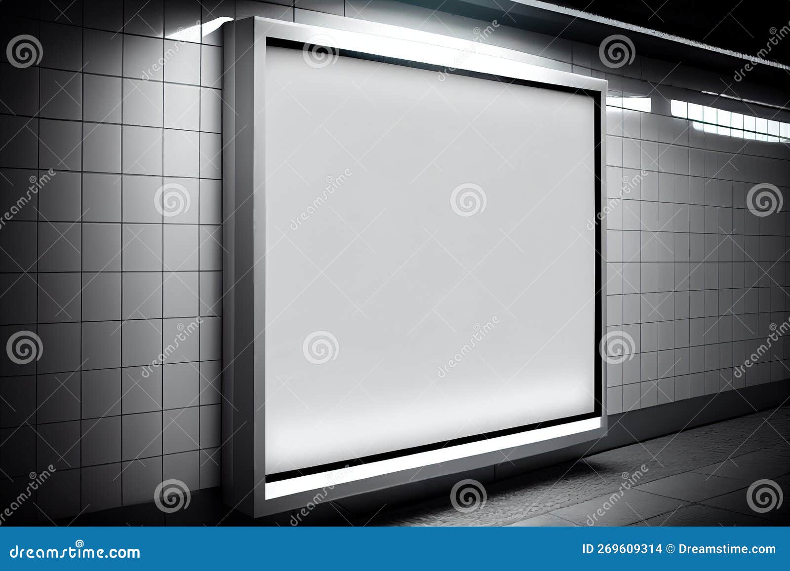 Ilustration, Empty Advertisement Light Box on the Underground Subway ...