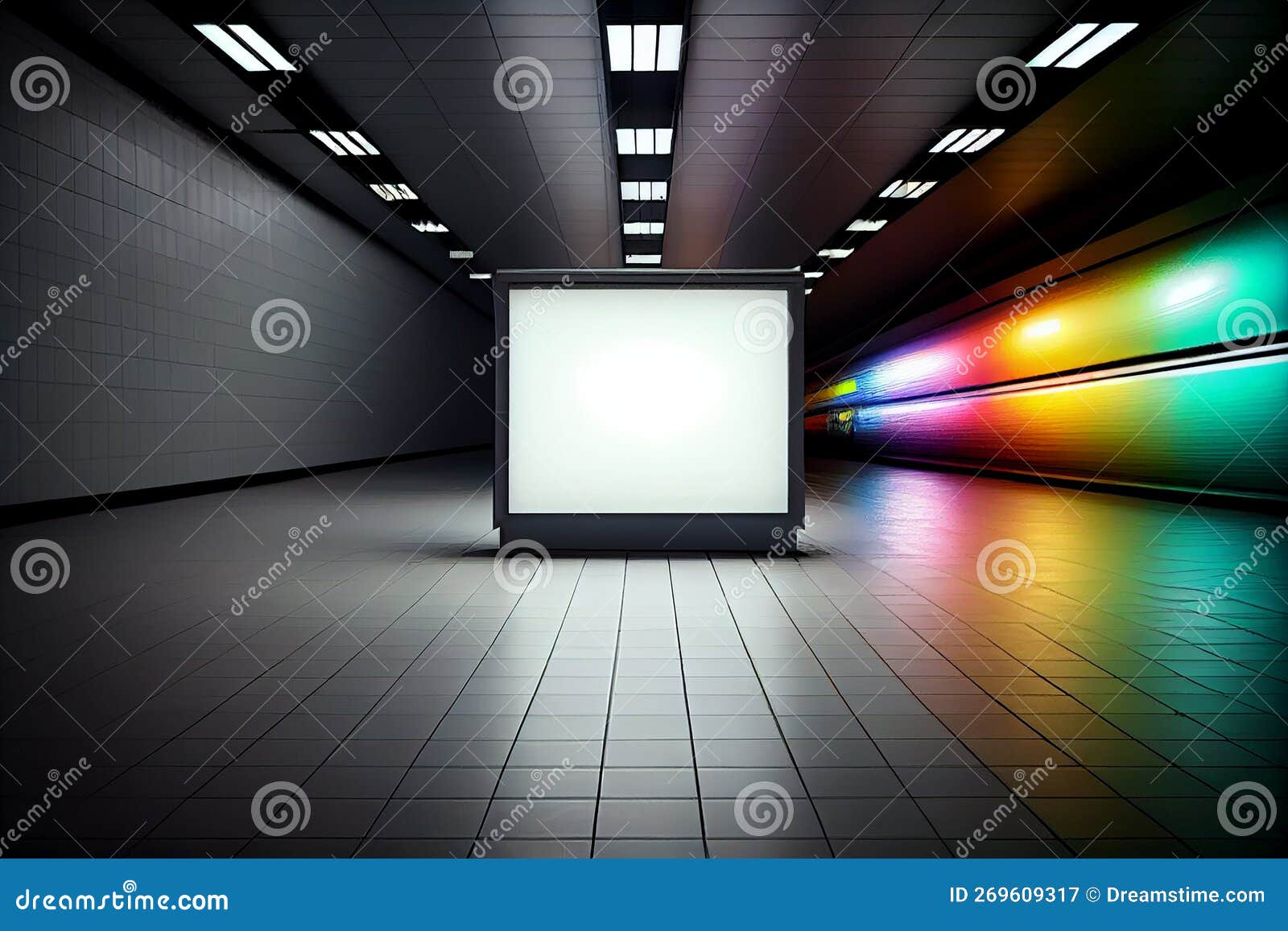 Ilustration, Empty Advertisement Light Box on the Underground Subway ...