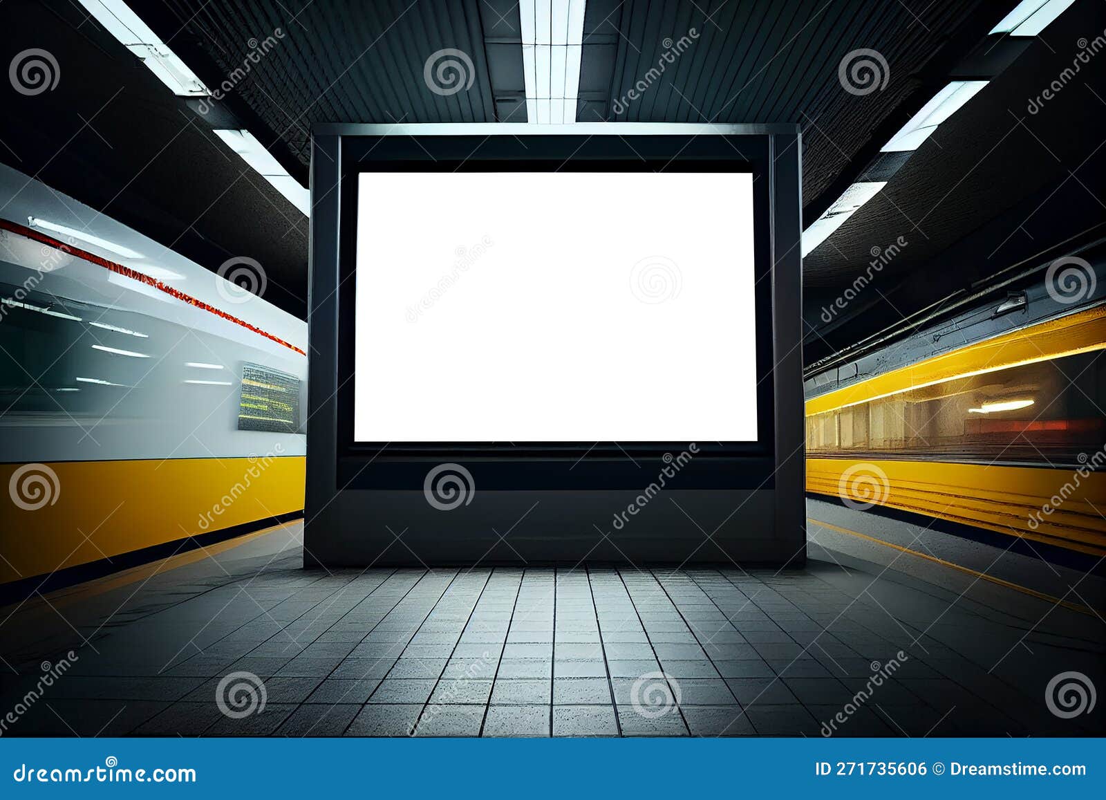 Ilustration, Empty Advertisement Light Box on the Underground Subway ...