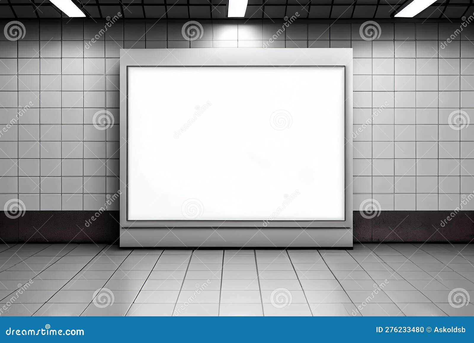 Ilustration, Empty Advertisement Light Box on the Underground Subway ...