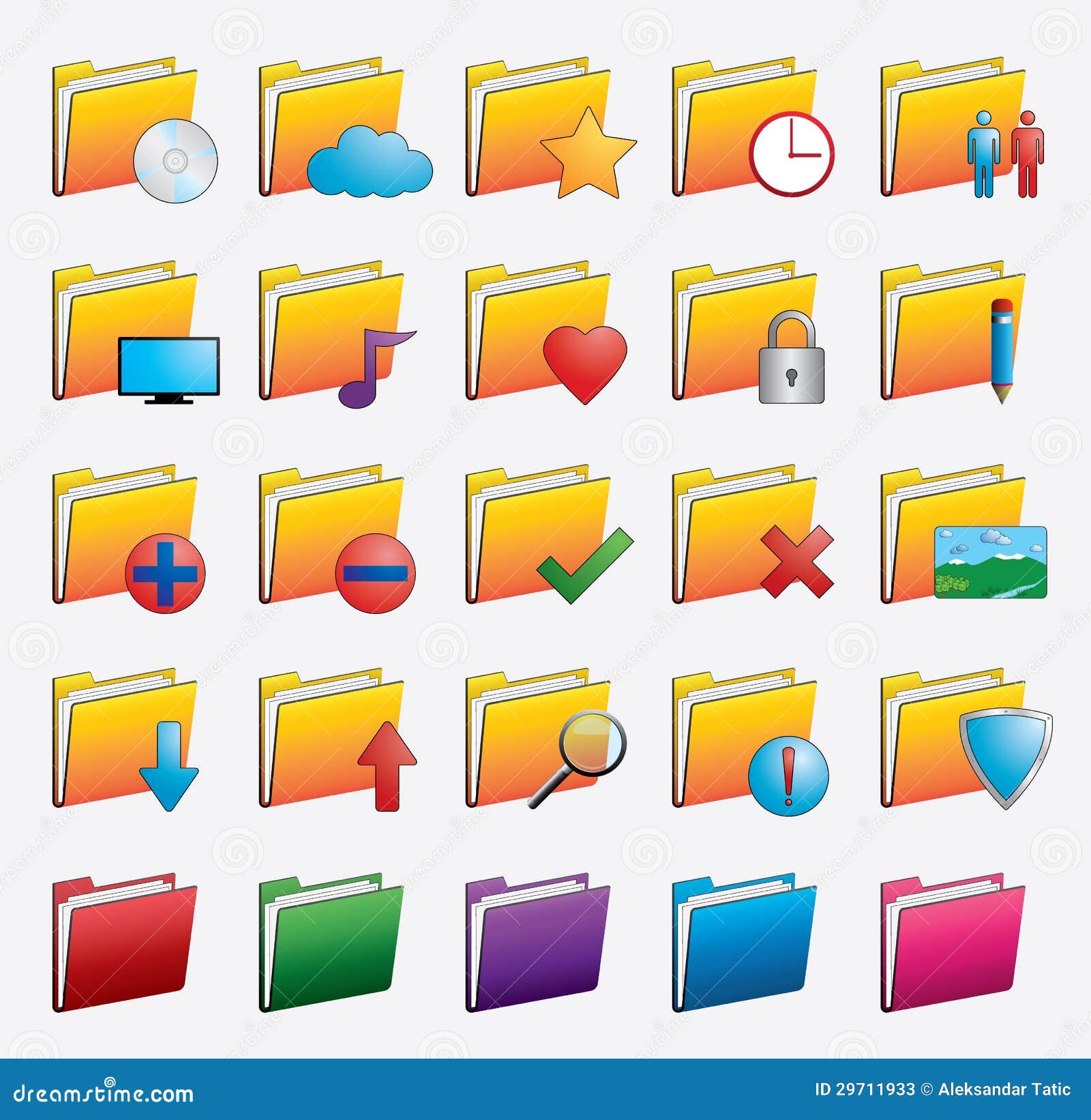 Folder web icons set stock vector. Illustration of button - 29711933