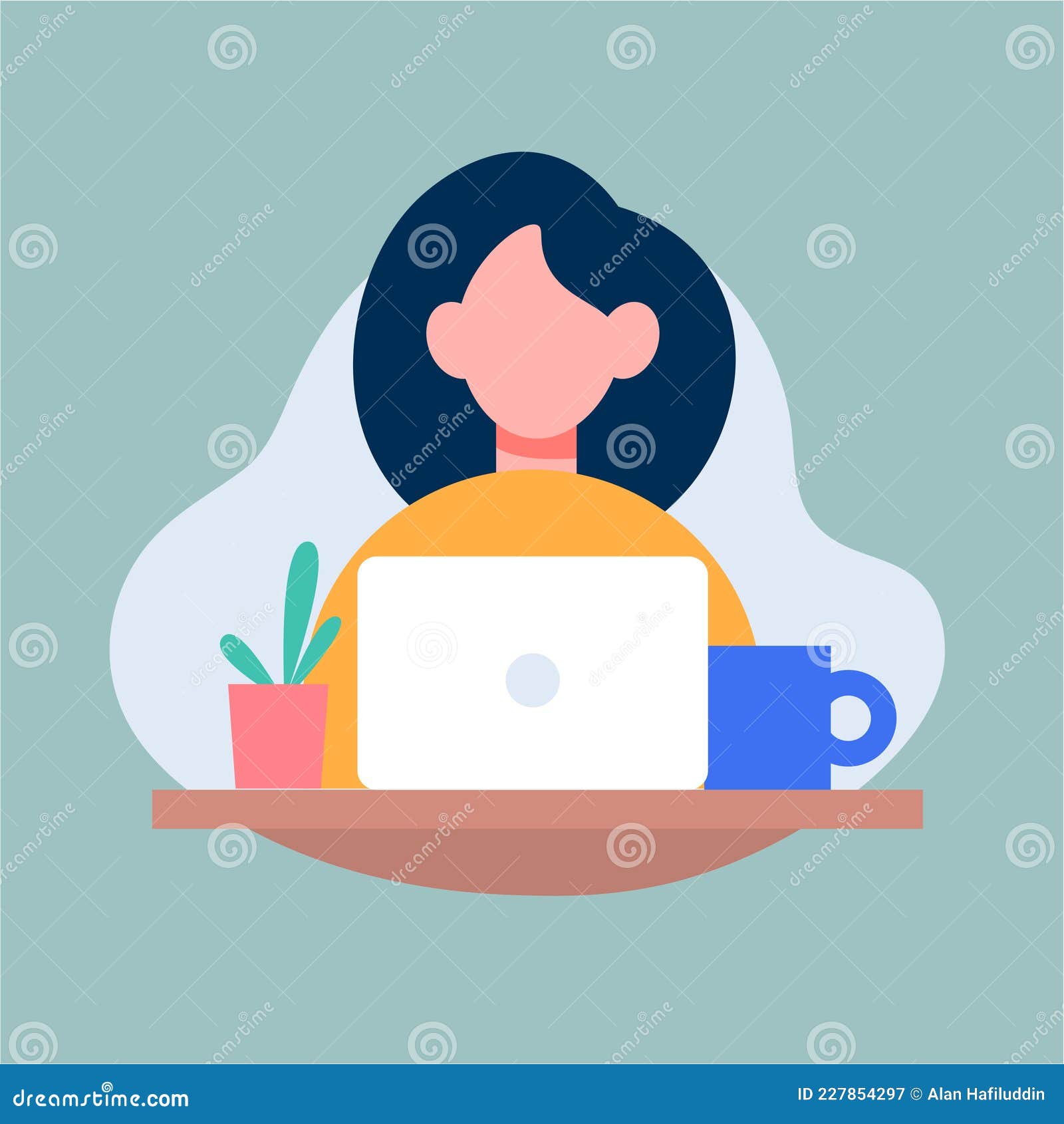 Ilustration People Remote Work Vector Stock Vector - Illustration of ...