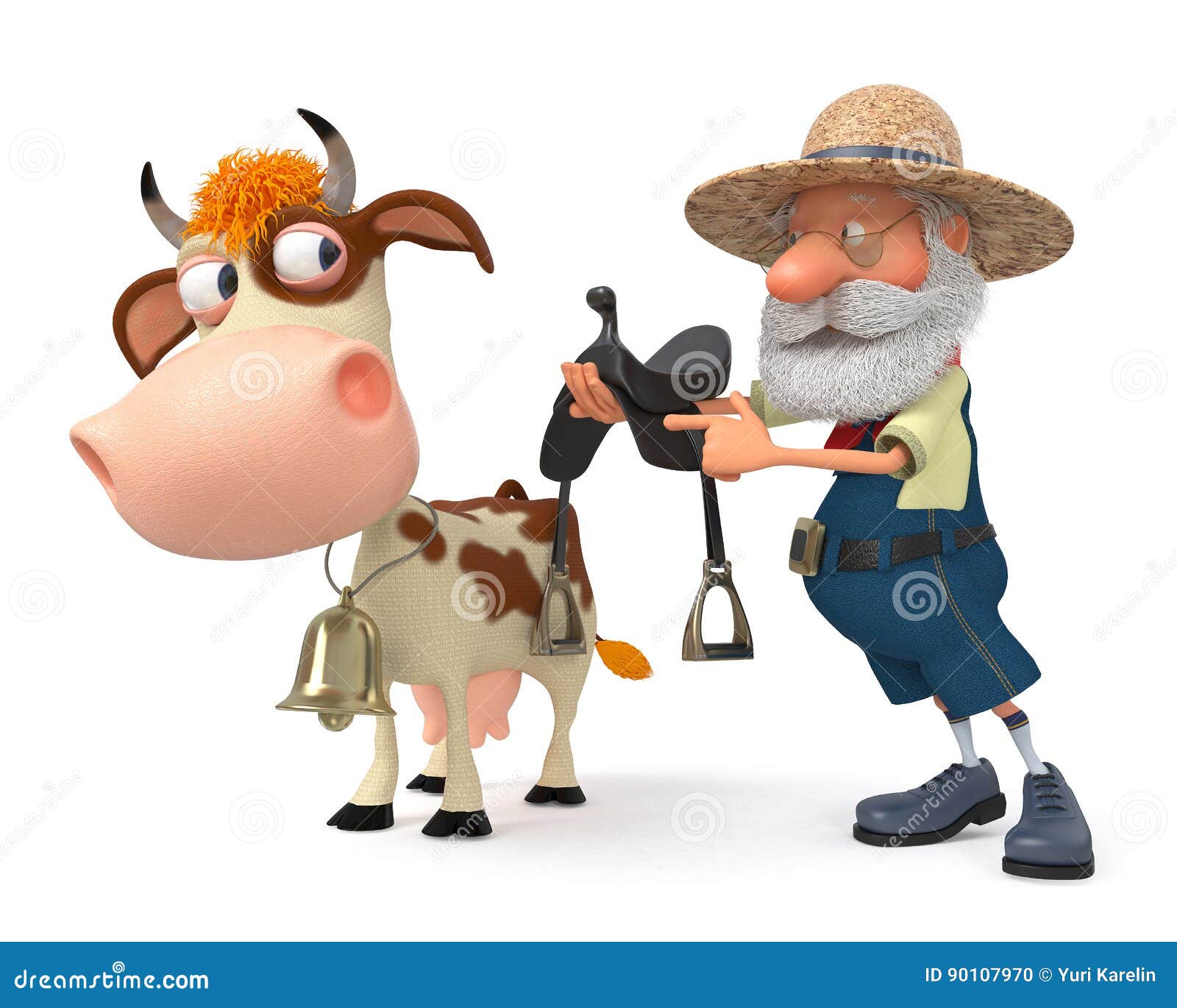 A Ilustração 3d Um Fazendeiro Monta Sua Vaca Ilustração Stock ... A Ilustração 3d Um Fazendeiro Monta Sua Vaca Ilustração Stock ...