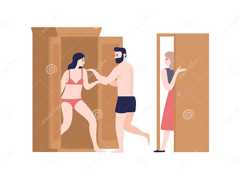 Ilustração De Vetor Plano De Relação De Triângulo Amoroso Personagens