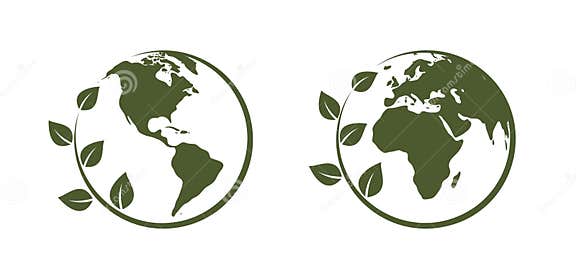 Ilustrações Do Dia Da Terra ícone Eco Globo Hemisférios Ocidental E
