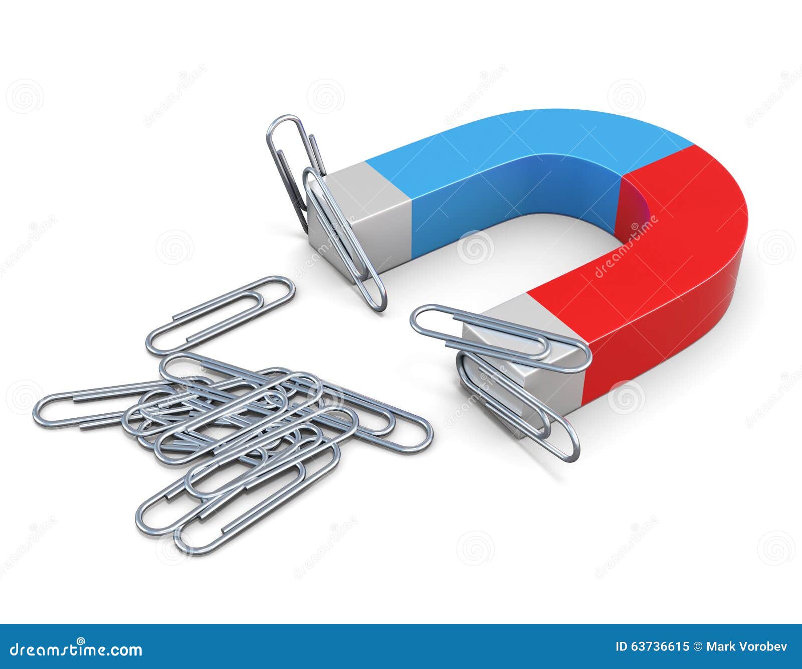 Imán Con Los Clips Magnetizados 3d Stock de ilustración - Ilustración ...