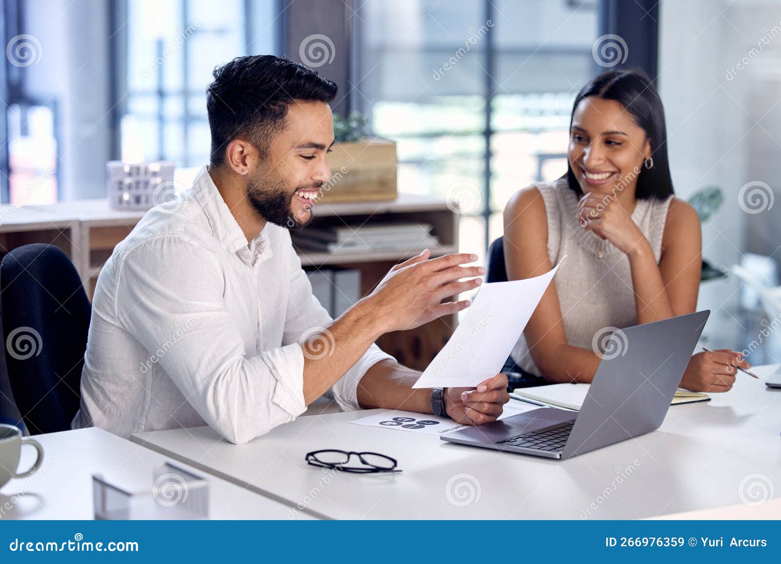 Im so Glad I Have Your Approval. Two Work Colleagues Reading Over Some ...