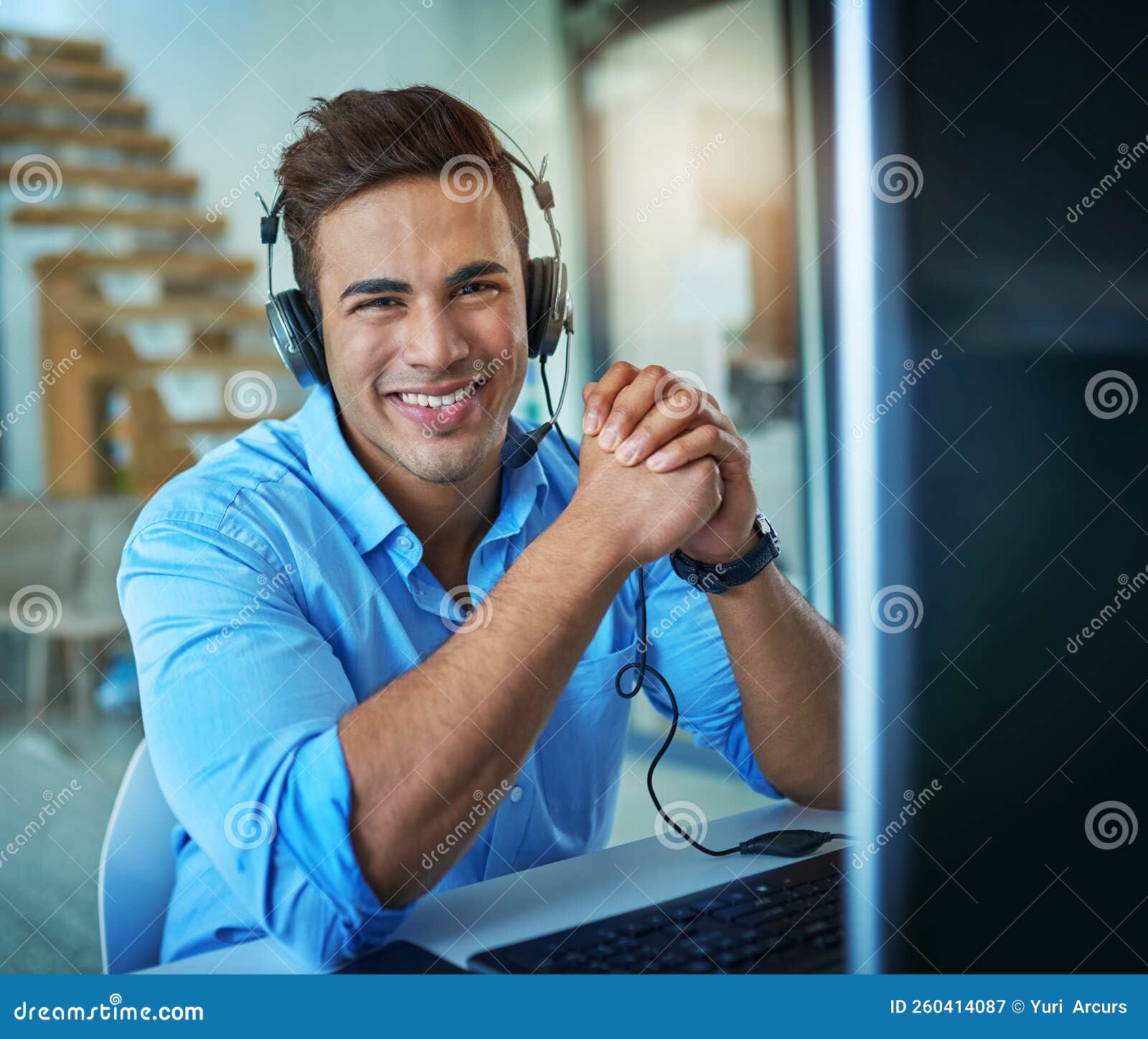 Im Here To Listen. a Young Man Working in a Call Center. Stock Image ...