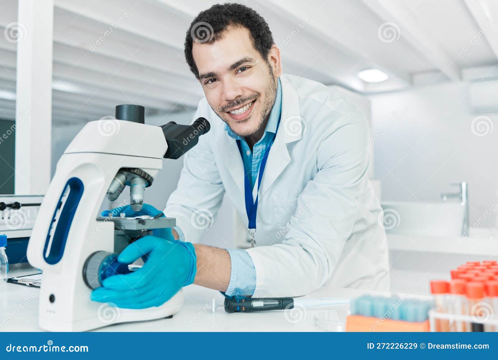 Im Making Great Progress Here. Portrait of a Young Scientist Using a ...
