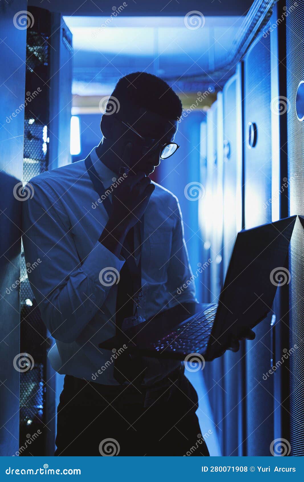 Im a Problem Solver. a Young Man Working in an it Server Room. Stock ...