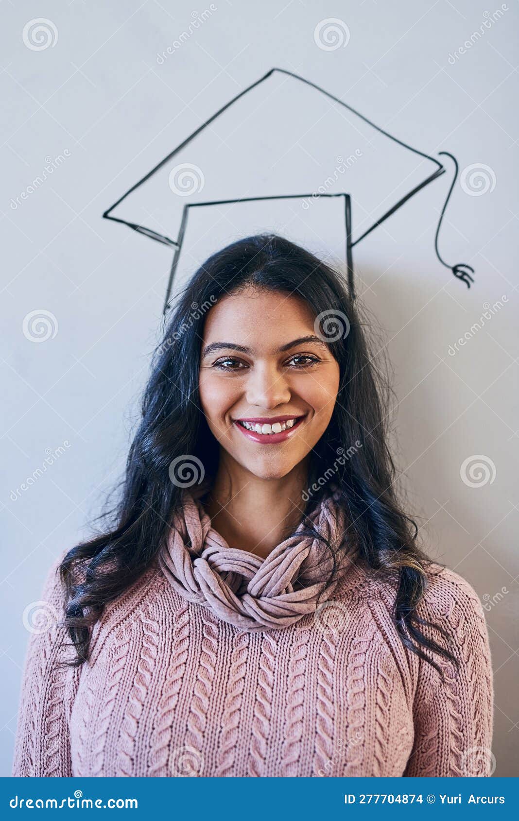 Im almost There. a Young University Student Standing Against a ...