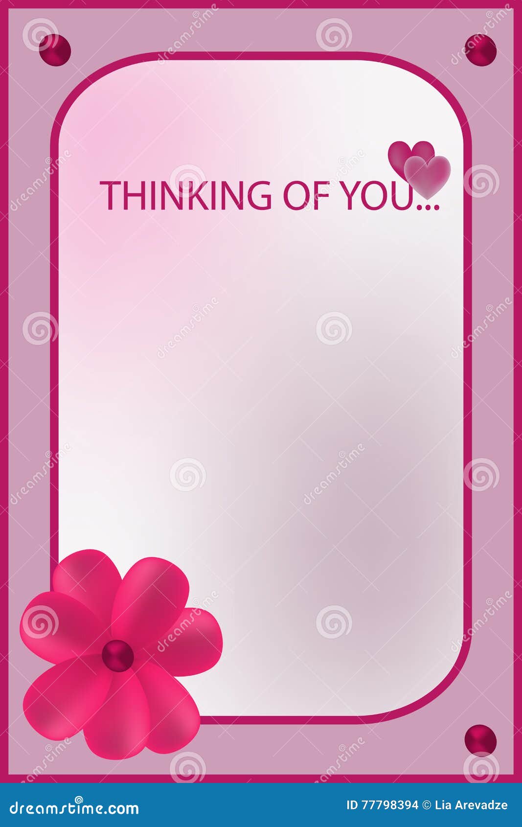 Thinking Of You - Card. Flower Frame, Roses, Leaves. In Pink. Vector ...