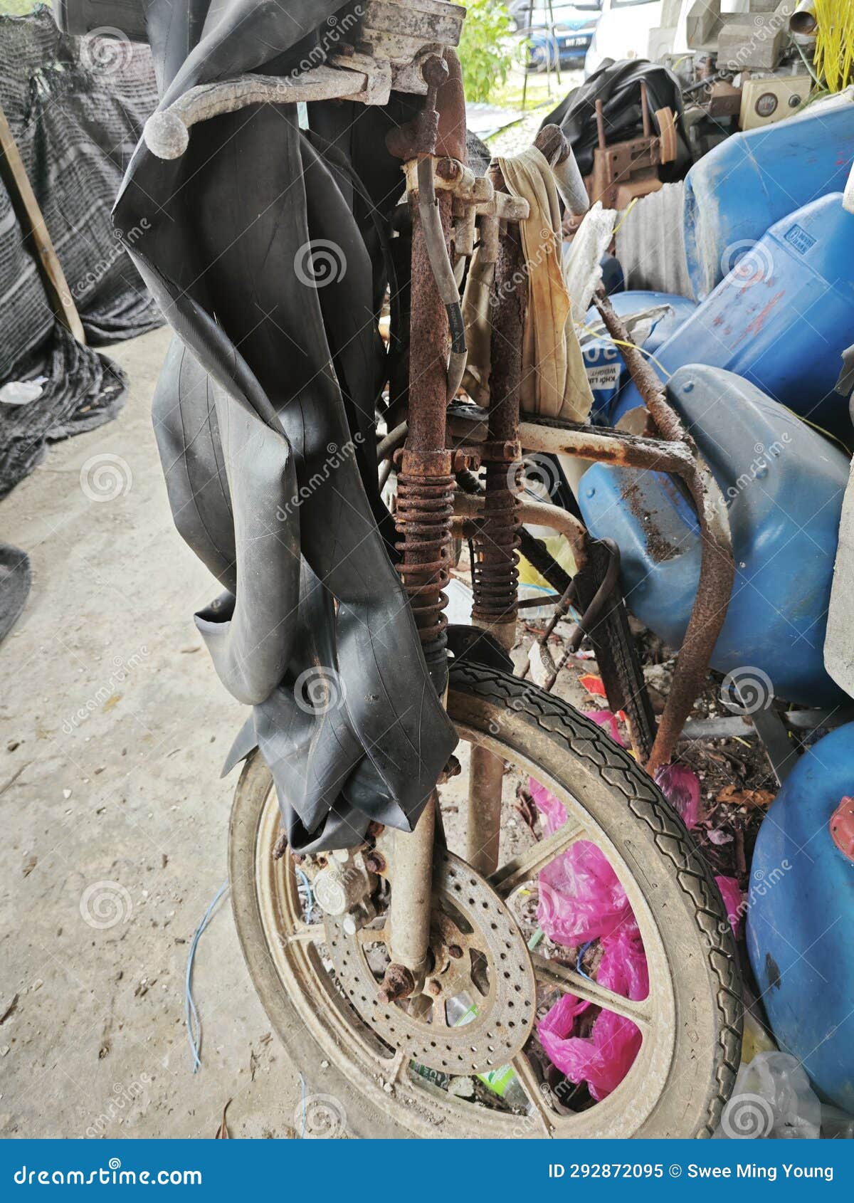 Abandoned Corroded Motorcycle in the Farm. Stock Image - Image of ...