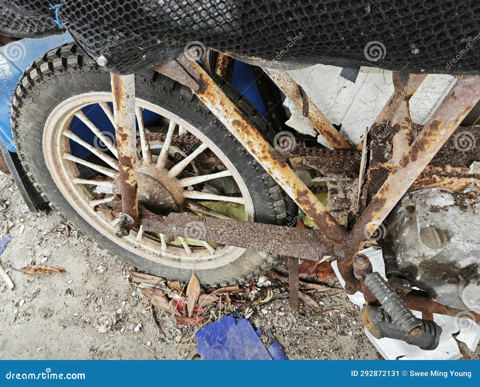 Abandoned Corroded Motorcycle in the Farm. Stock Image - Image of brake ...