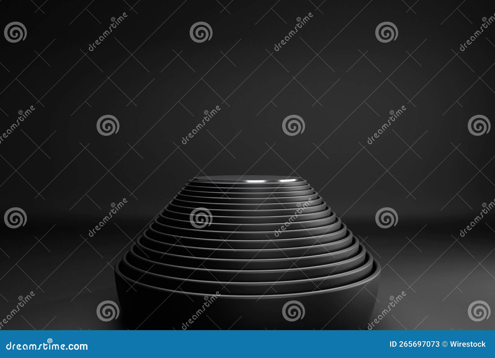Image of an Abstract Black Round Table with Layers and a Shiny Center ...