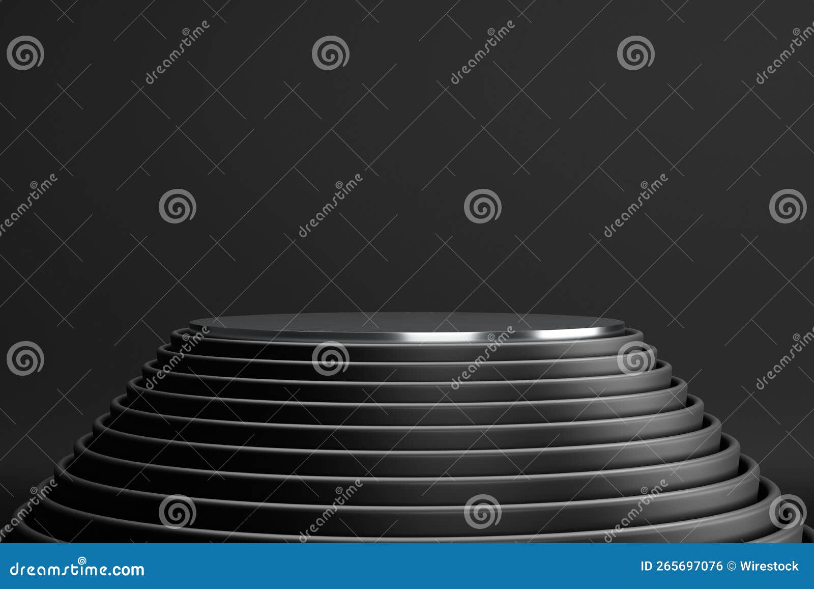 Image of an Abstract Black Round Table with Layers and a Shiny Center ...