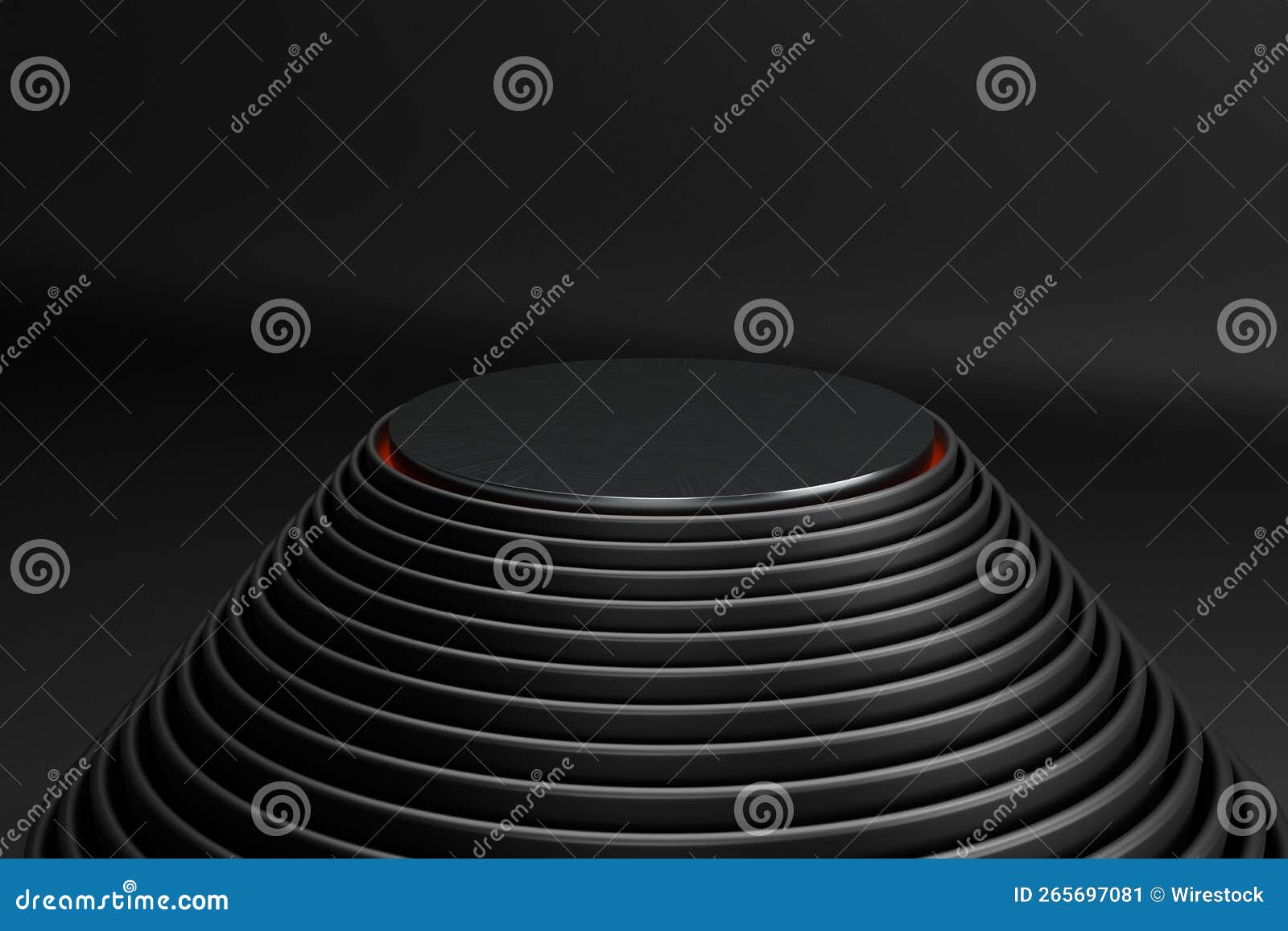 Image of an Abstract Black Round Table with Layers and a Shiny Center ...