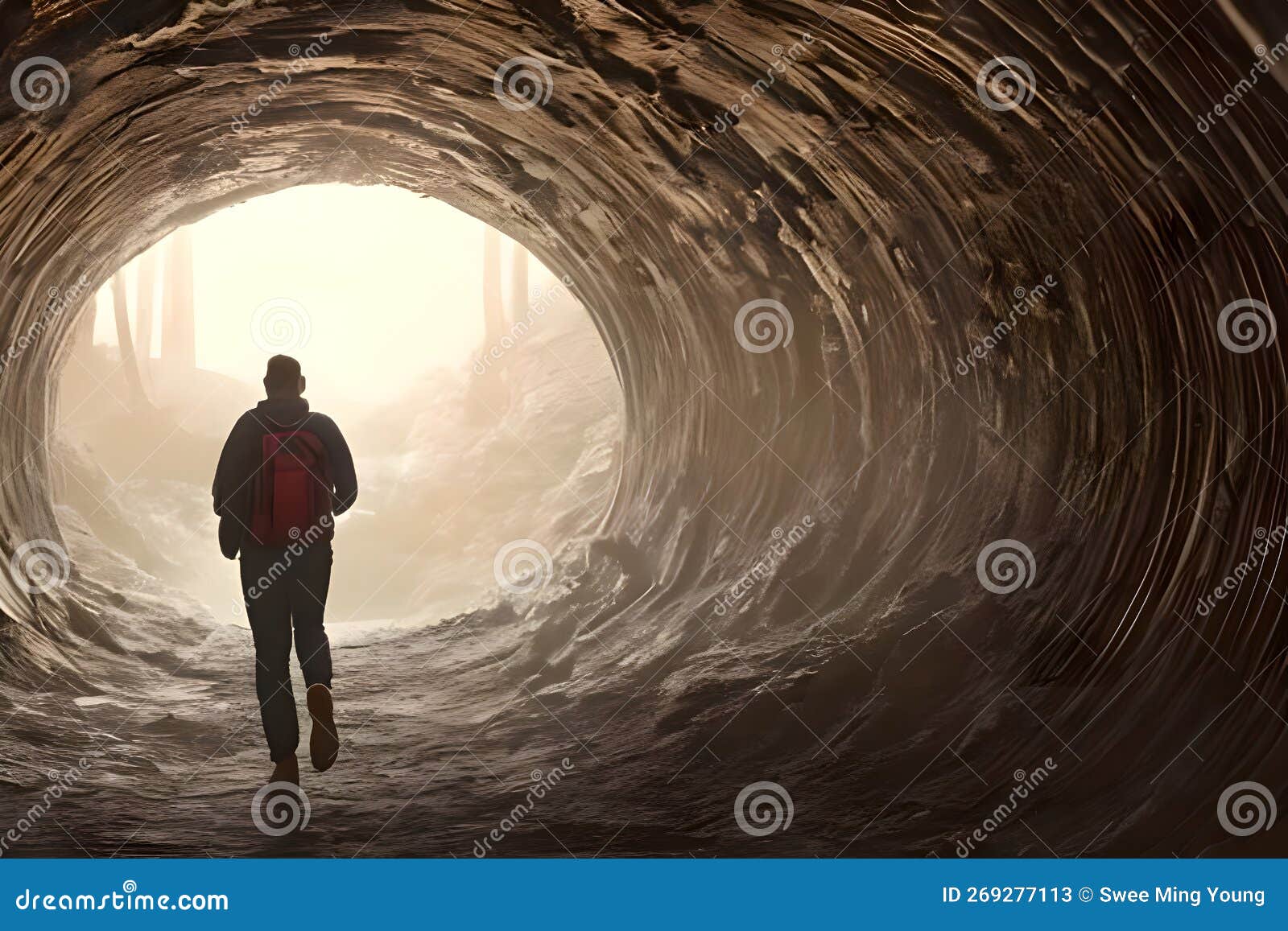 Image of the Abstract Man S Life Journey Walking through Tunnel. Stock ...