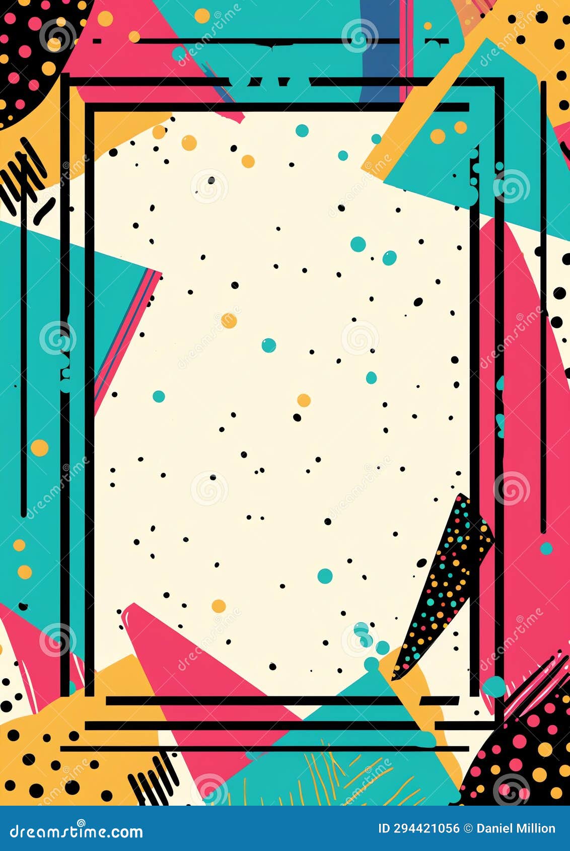 Abstract Memphis Design Frame 80s Retro Nostalgic Stock Illustration ...