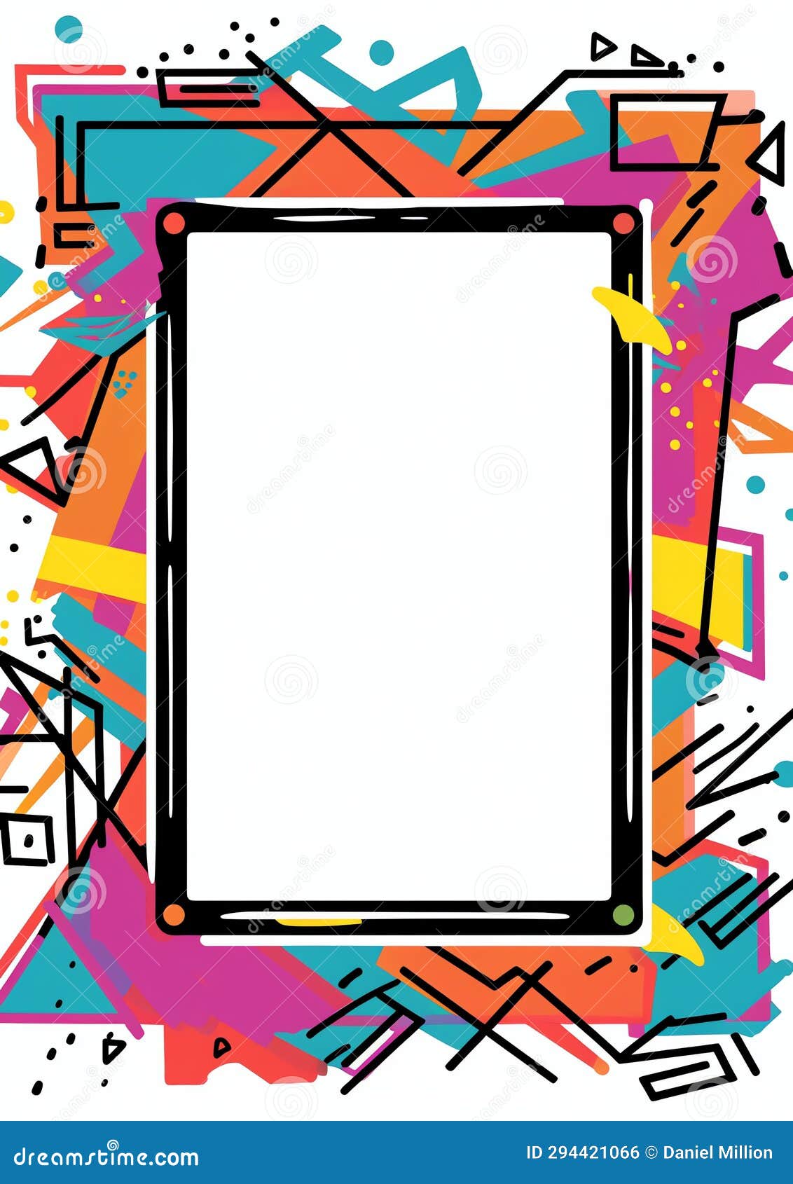 Abstract Neon Graffiti Frame 80s Retro Nostalgic Stock Illustration ...