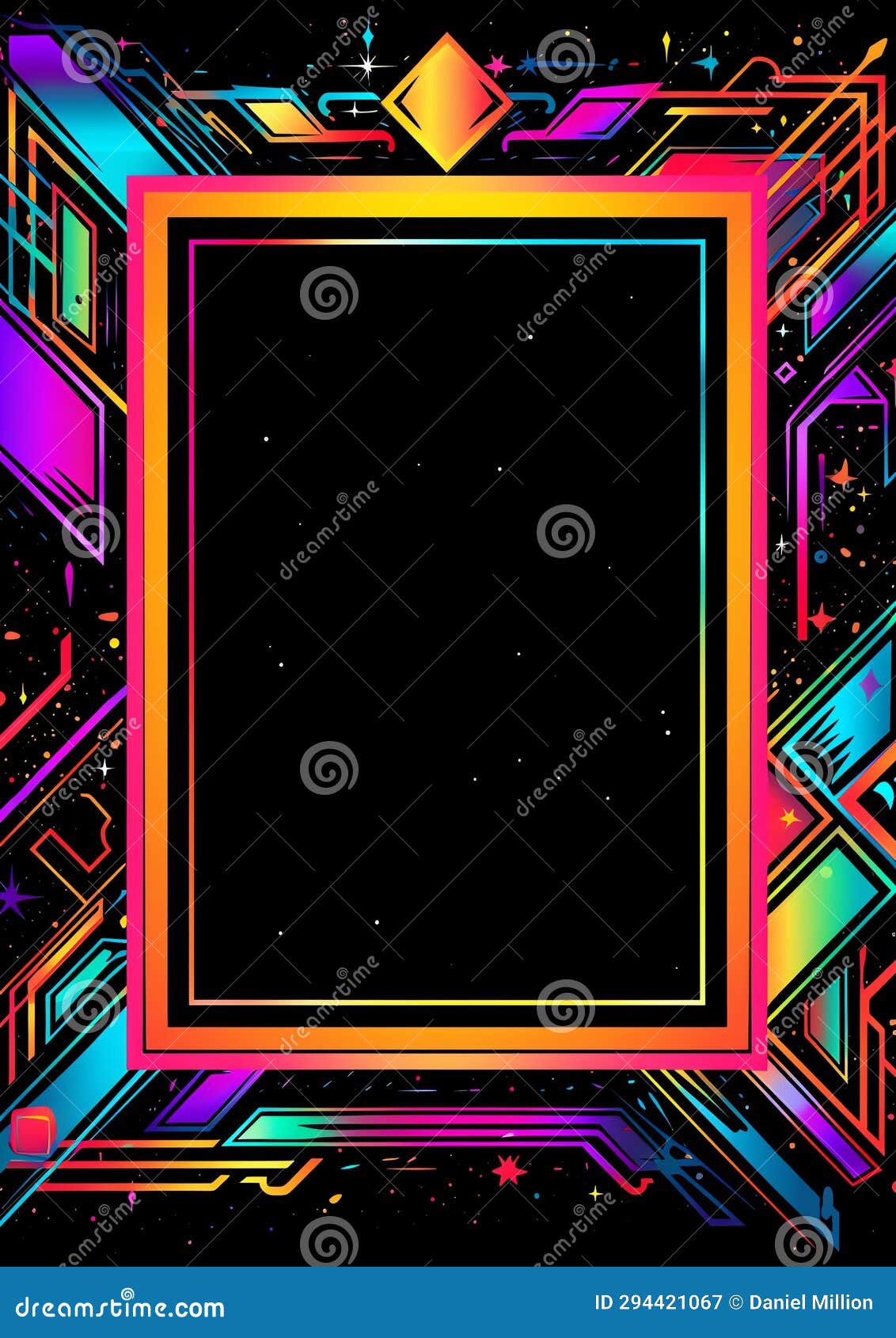 Abstract Neon Graffiti Frame 80s Retro Nostalgic Stock Illustration ...