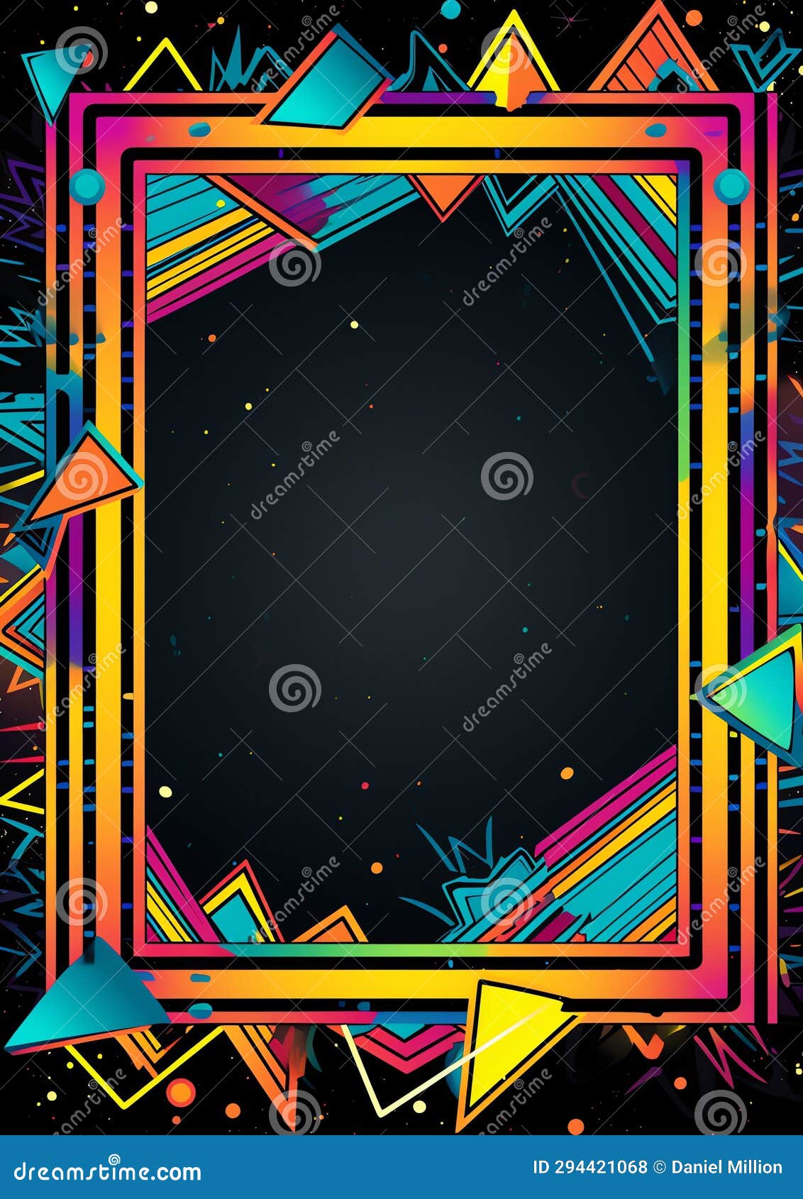 Abstract Neon Graffiti Frame 80s Retro Nostalgic Stock Illustration ...