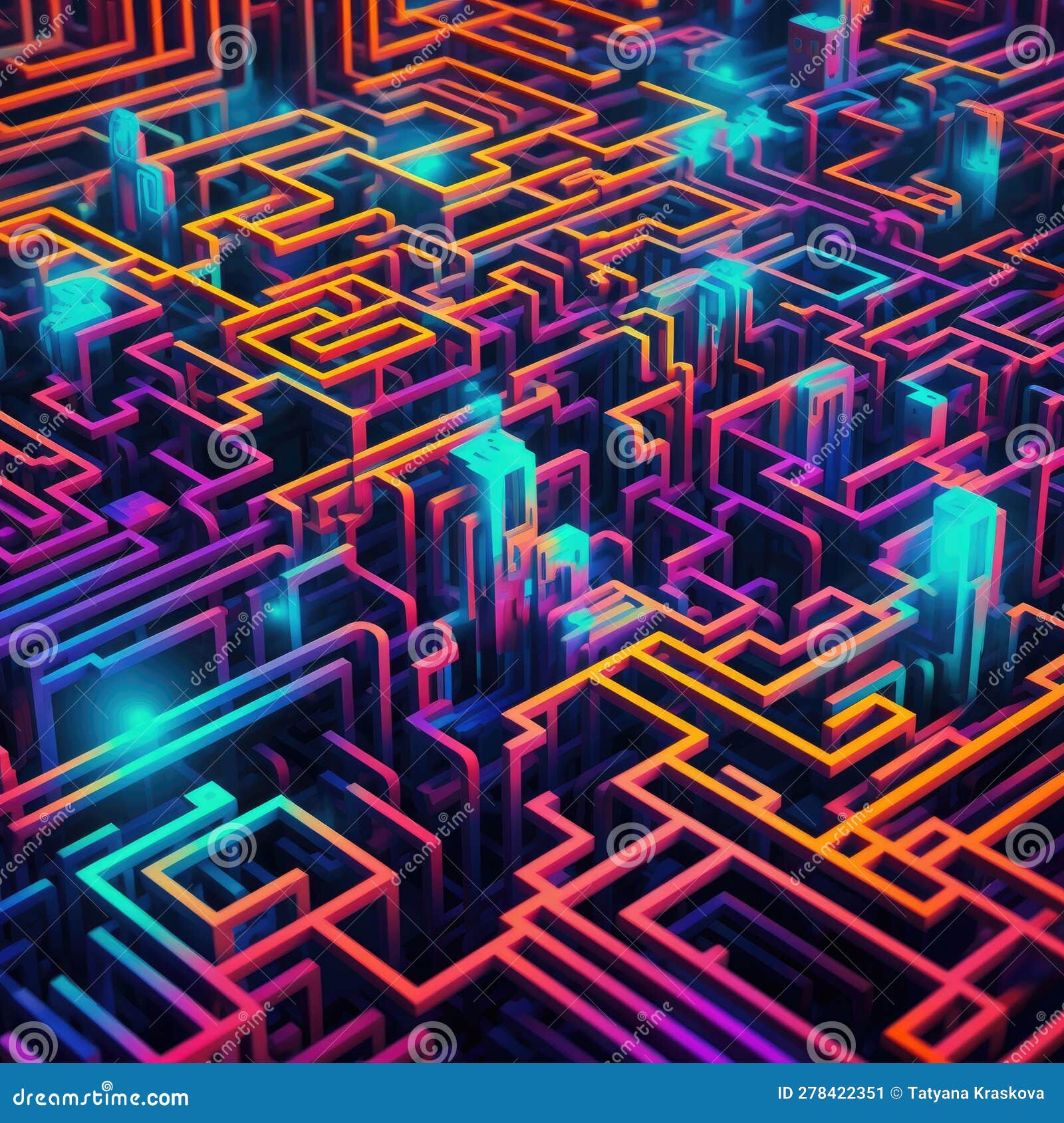 Abstract neon maze stock illustration. Illustration of pattern - 278422351