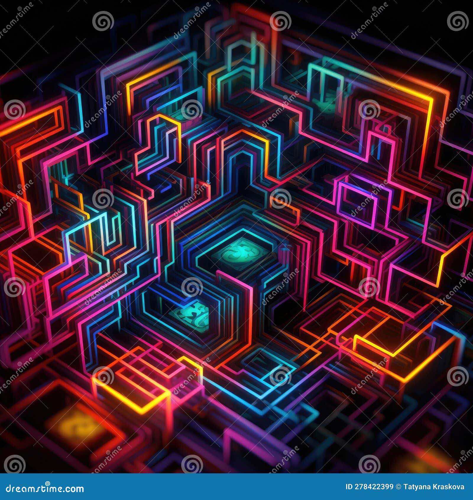 Abstract neon maze stock illustration. Illustration of neon - 278422399