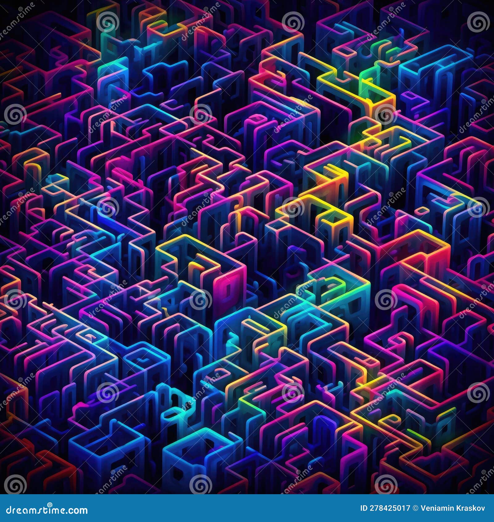 Abstract neon maze stock illustration. Illustration of electronic ...