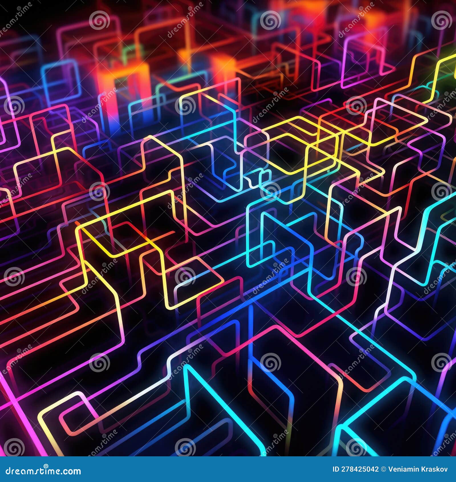 Abstract neon maze stock illustration. Illustration of illumination ...