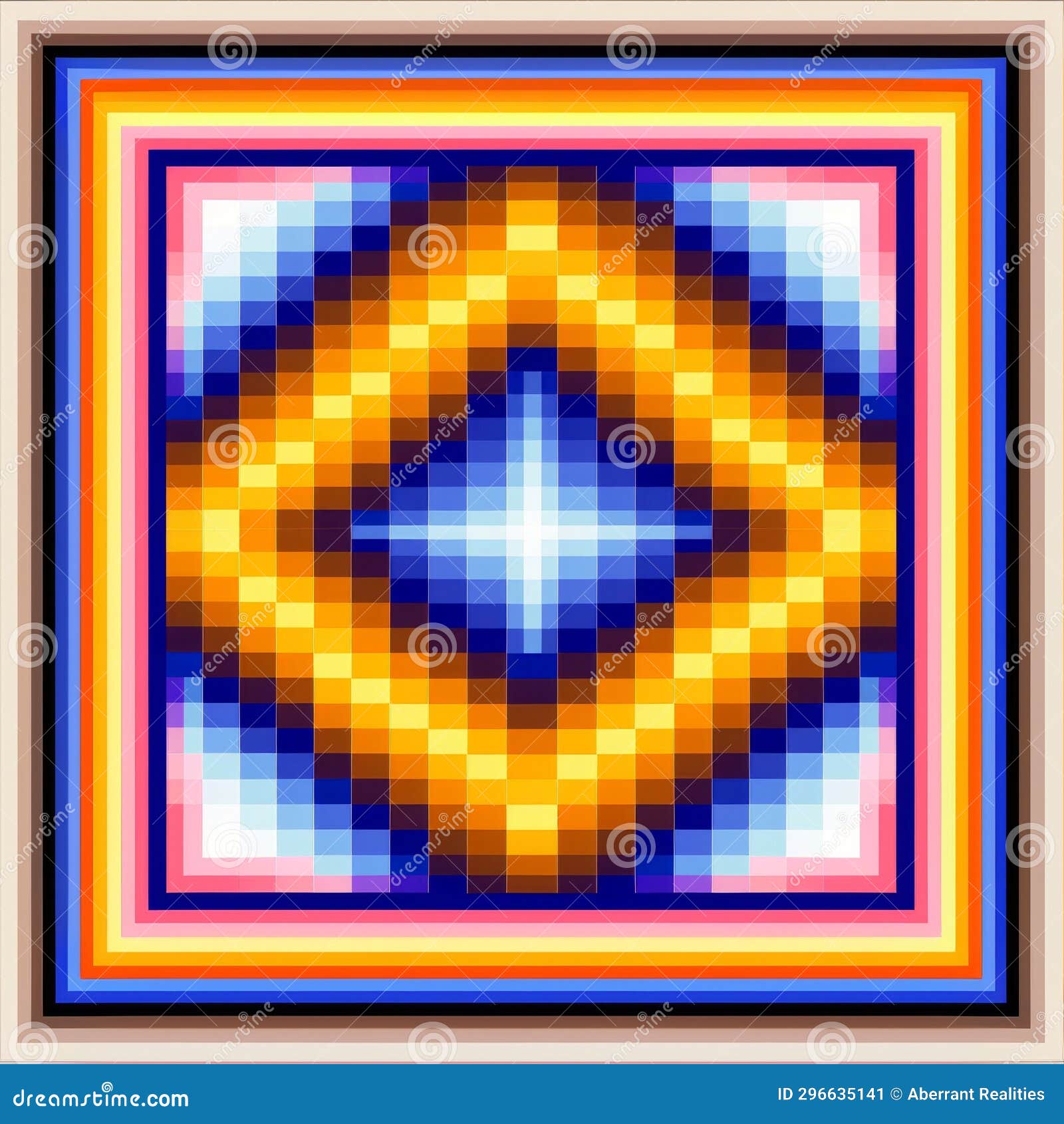 An Image of an Abstract Pixel Art Design in a Square Frame Stock ...