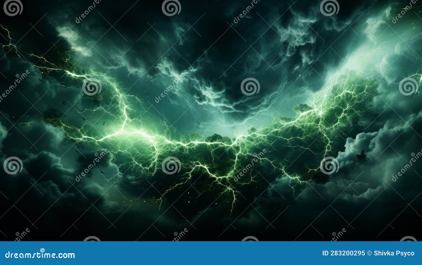 Image of Abstract Realistic Nature Green Lightning Thunder Stock ...
