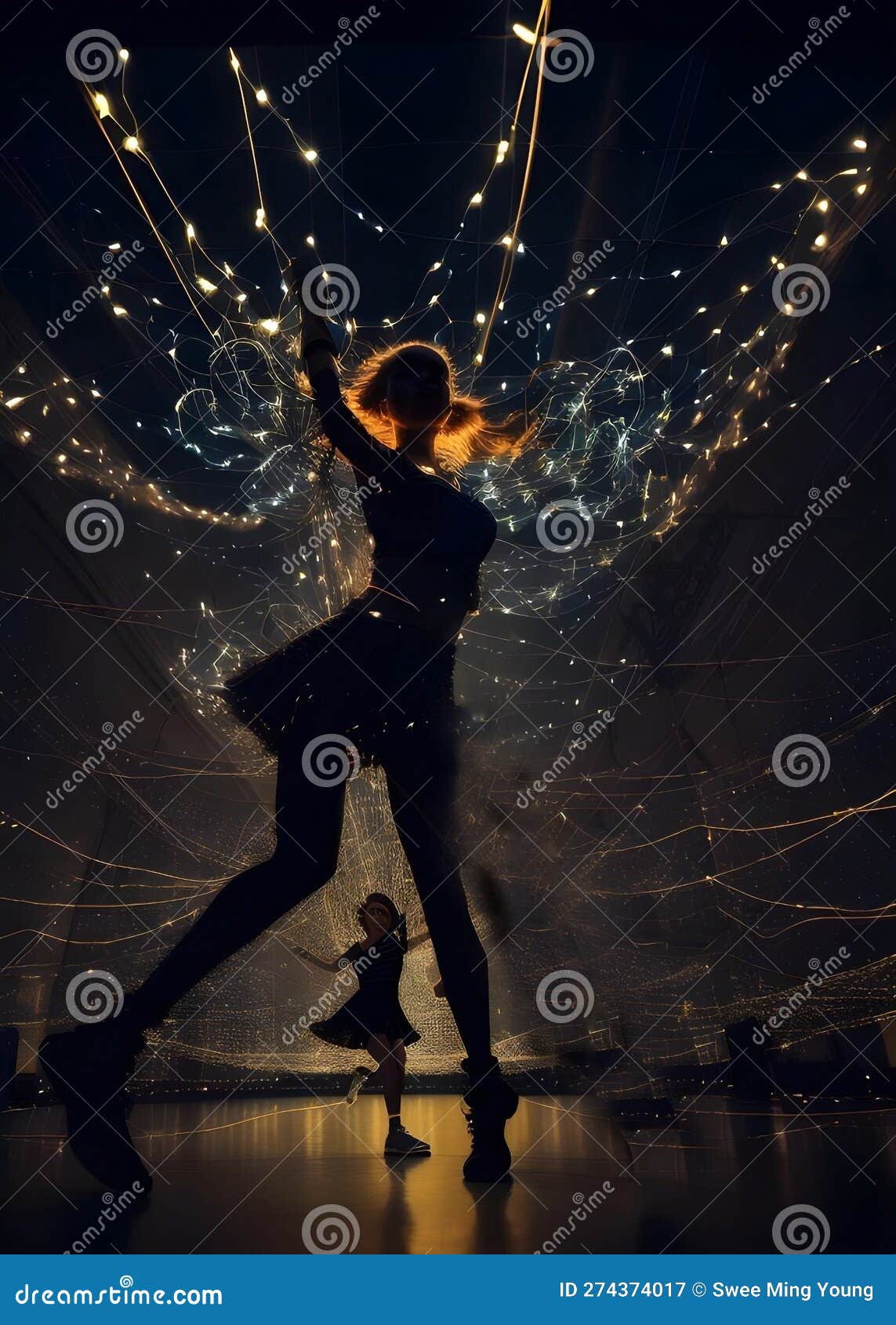 Image of an Abstract Shadowy Human Figure Dancing Form Made Up of Wires ...